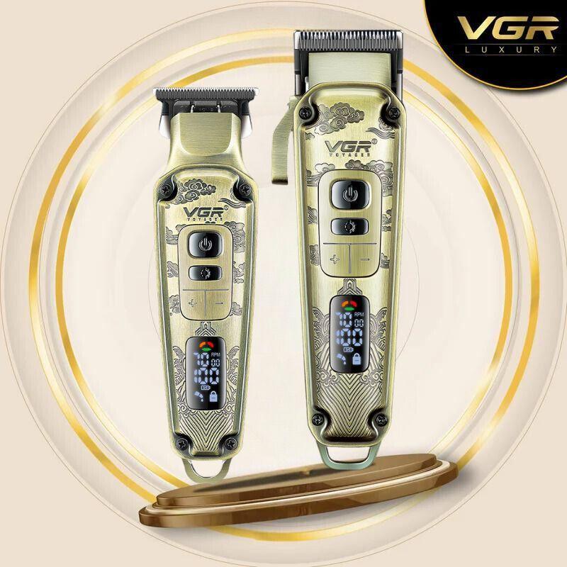 V-643 ماكينة حلاقة احترافية كهربائية معدنية VGR بشاشة ديجيتال وشفرات ...